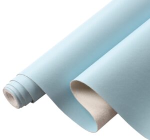 picheng smooth solid color faux leather sheets 13.8"x53"(35cmx135cm),soft faux leather roll very suitable for making crafts,leather earrings, bows,sewing diy projects (light blue)