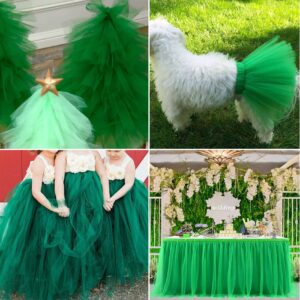 Emerald Green Tulle Fabric Rolls 6 Inch by 100 Yards (300 feet) Fabric Spool Tulle Ribbon for DIY Emerald Green Tutu Bow Baby Shower Birthday Party Wedding Decorations Christmas Craft Supplies