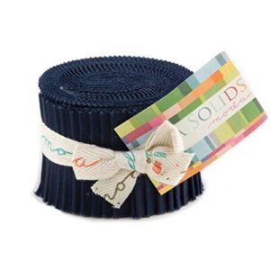 bella solids navy jr jelly roll (9900jjr 20) by moda house designer for moda