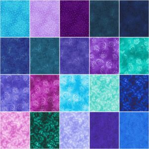 Jelly Roll - Fusions Collection Jewel Colorstory Blue Purples Greens Blenders Robert Kaufman 2.5" Strips Roll-Ups Bundle Quilter's Cotton Fabric Precuts (RU-1133-40) M538.13