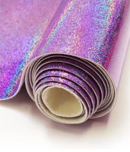 glossy faux leather vinyl upholstery crafting, sewing, fashion leatherettes, bags, purses, hats, accessories/sold by half yard piece / 18"w x 54"l/fabric empire (small sparkle hologram, light purple)