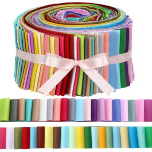 40 pcs solid color cotton jelly fabric patchwork roll fabric, 2.55 inch roll up cotton craft patchwork roll, cotton quilting fabric bundle for quilting and sewing diy crafts (solid style)