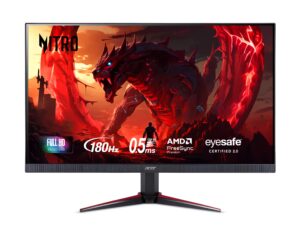 acer nitro 27" full hd 1920 x 1080 pc gaming ips monitor | amd freesync premium | 180hz refresh | up to 0.5ms | hdr10 support | 99% srgb | 1 x display port 1.2 & 2 x hdmi 2.0 | vg270 m3bmiipx