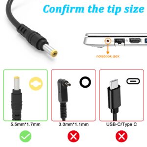 19V 3.42A 65W Laptop Charger adapter for Acer Aspire E15 E1-532-2635 E1-571 E1-531 E3 E5 E5-511 E5-571 E5-573 E5-573G E5-575 E5-576G E5-575G E5-521 E5-522 ES1 ES1-531 ES1-511,ChromeBook C7 C710 AC710