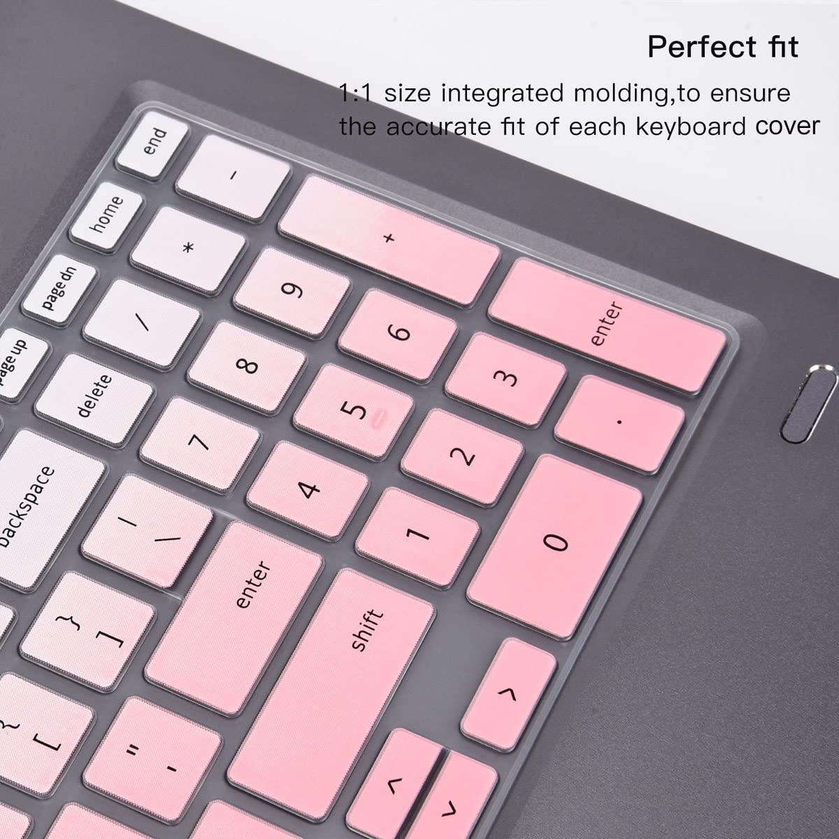 2PCS Keyboard Cover for 15.6" Acer Chromebook 315 CB315 715 CB715 with Numeric Keypad, Acer Chromebook 317 CB317 17.3" Skin Protector, Acer Chromebook 15 Keyboard Cover, Gradual Pink+Clear