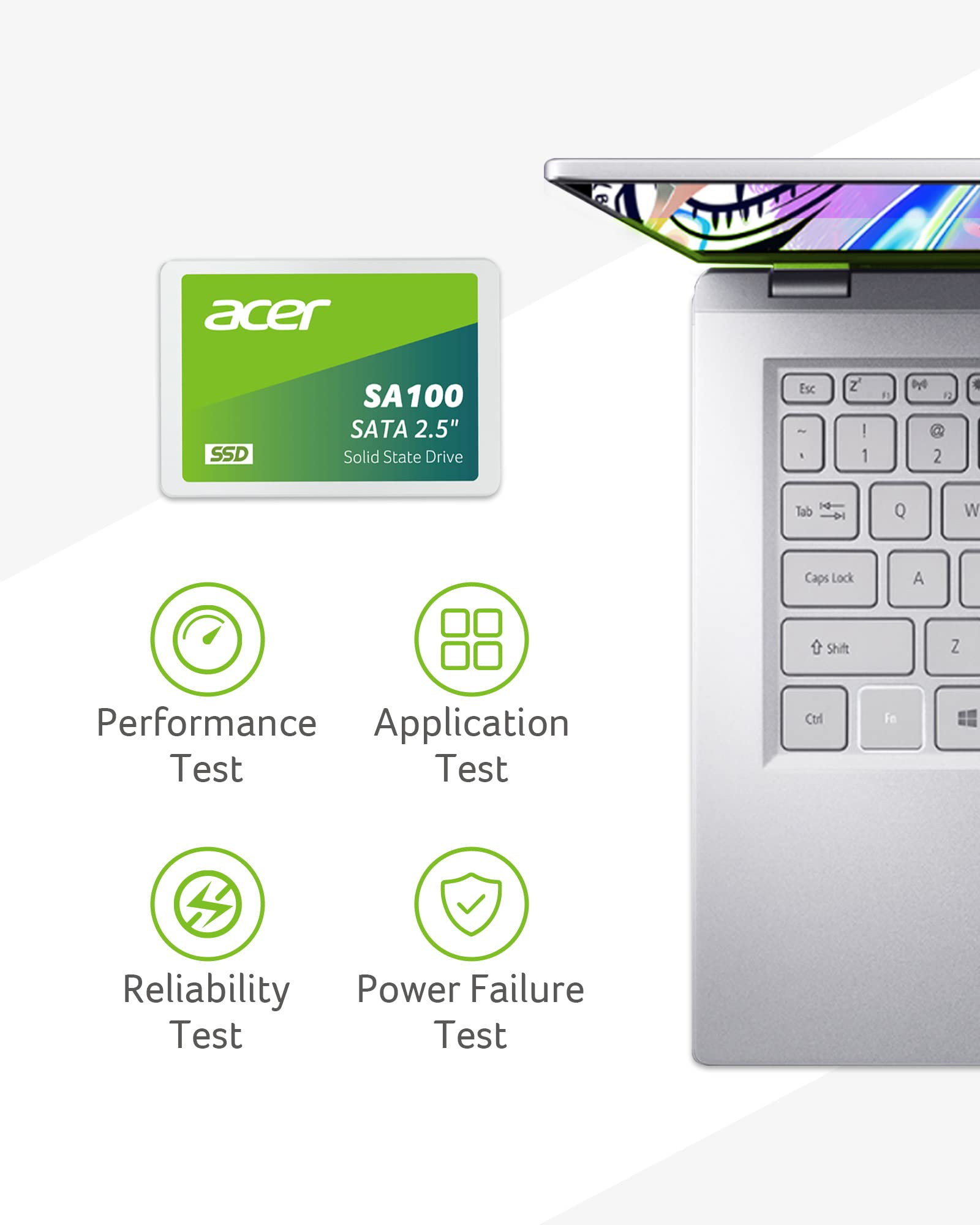 acer SA100 480GB 2.5 Inch SATA SSD Internal Solid State Drive, Up to 560MB/s Read - BL.9BWWA.103