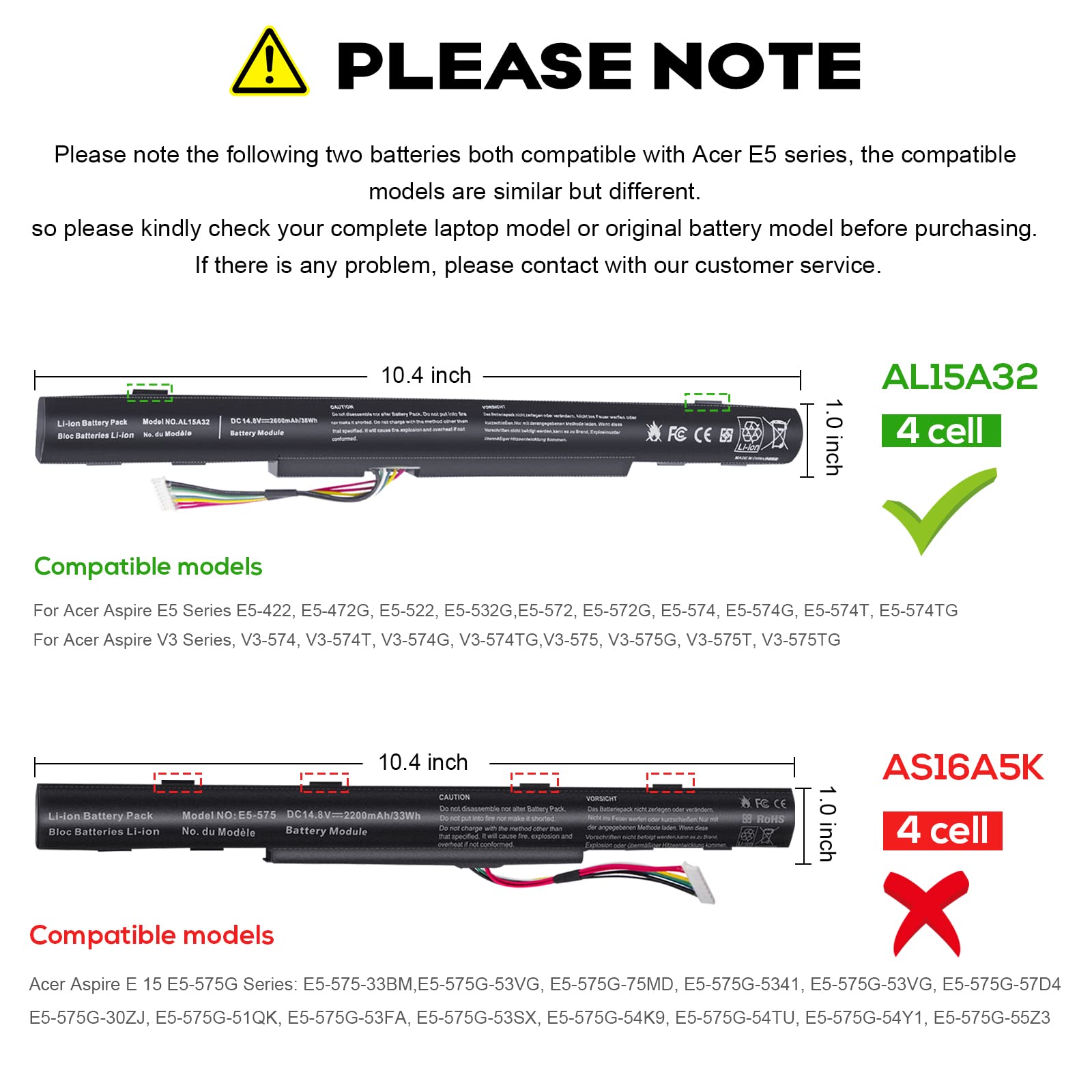 Fancy Buying AL15A32 Laptop Battery for Acer Aspire E5-422 E5-573 E5-573G E5-573T E5-522 E722 E5-473G-561X - High Performance New