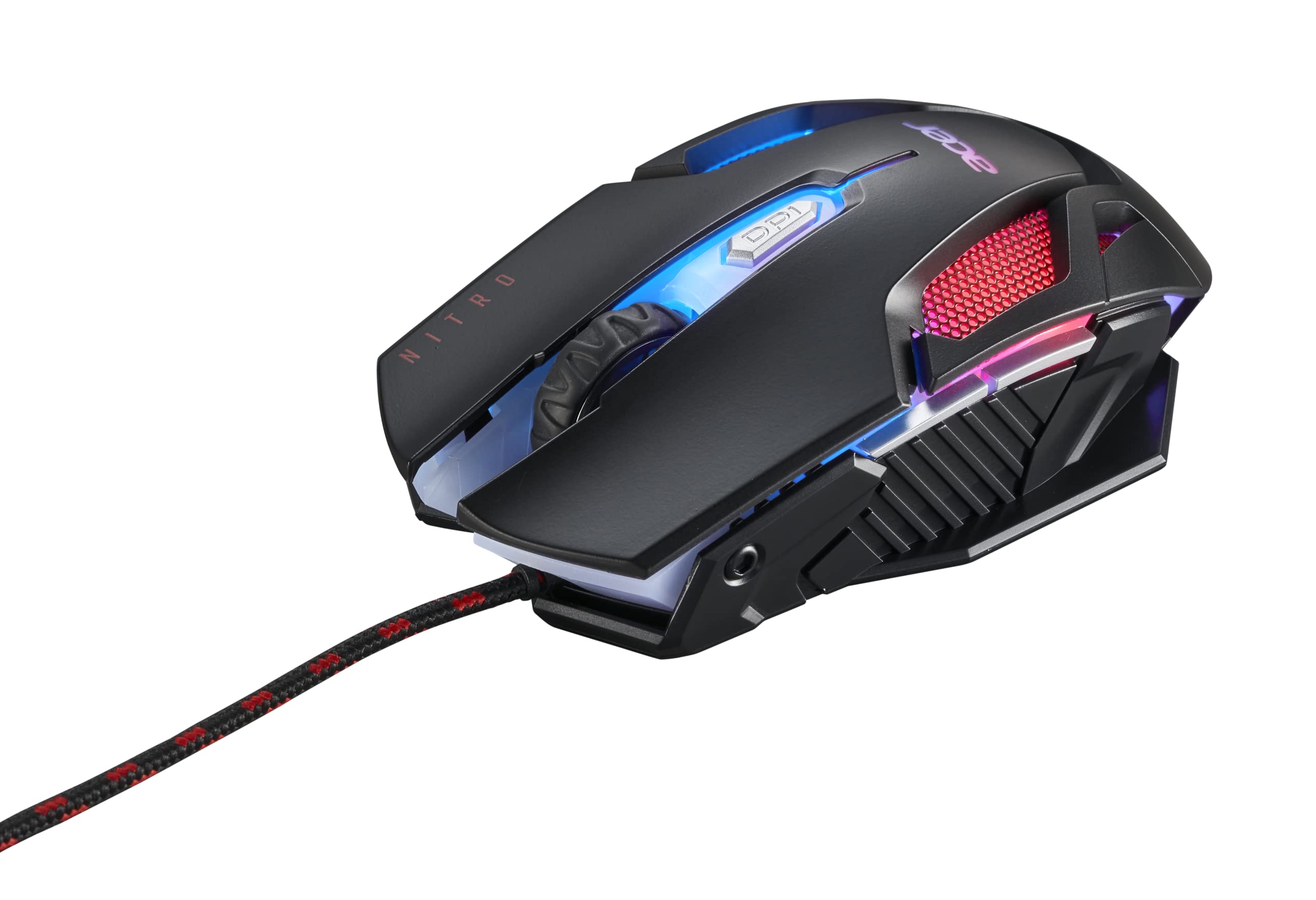 Acer Nitro Gaming Mouse III: 6D Optical Gaming Mouse with High 125MHz Polling Rate | 7 Colorful Breathing Lights with LED Logo and Pattern | 6 Optional DPI Shifts (800-7200) | 6 Buttons