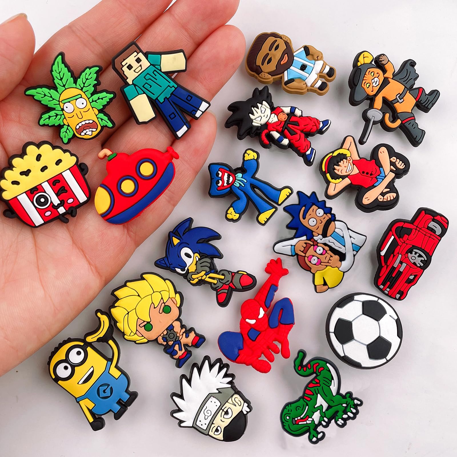 30 Pack Random Cartoon Anime Croc Charms Bulk Pins for Crock Boys Girls, Cute Cartoon Kids Toddler Croc Charms Bracelet Accessories for Wristband Decoration.