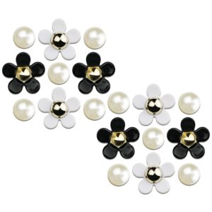 iokuki 18 pcs flower shoe charms for women girls, cute flower charms for girls with daisy flower charms and pearl shoe decoration accessories