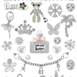 30Pcs Bling Designer Croc Charms for Women Girls Shoe Charms for Croc Crystal Jewelry Diamond Shoe Decoration Charms Pearl Gems Rhinestone Luxury Clog Accessories Croc Charms