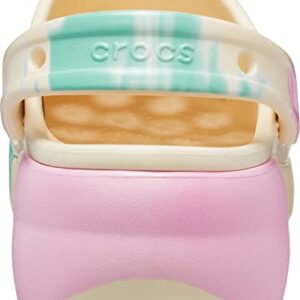 Crocs Women's Classic Graphic Platform Clogs, Platform Shoes, Vanilla/Multi, 8 Women