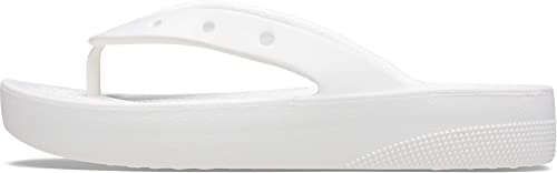 Crocs Women's Classic Flip Flops, Platform Sandals, White, Numeric_9