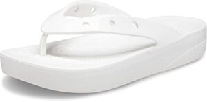 crocs women's classic flip flops, platform sandals, white, numeric_9