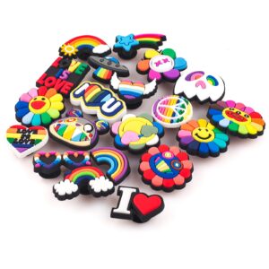 DimiGlobal 20Pcs shoe charms for Kids Cute Flower Shoe Charms for Girls and Women Girly Shoe Decoration Party Favor shoes charms Pins Accessories Party Gifts (20)