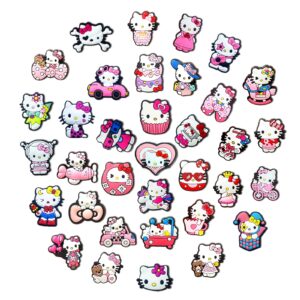 35 Pcs Shoe Charms for Girls Kids Women Kawaii Shoe Charms for Party Gifts,Pink Cute Wristband Bracelets Sandals Decorations Charms(35)