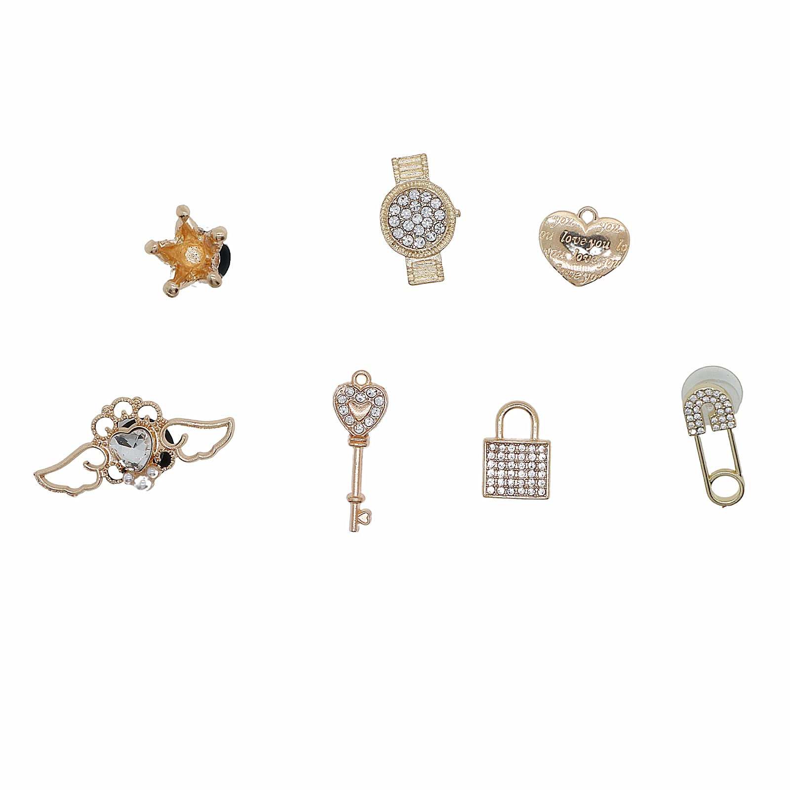 Shoe Charms for Clog Shoes Charms with Rhinestone Fashion Gold Crown Shoe Decoration Charms For Women Girls