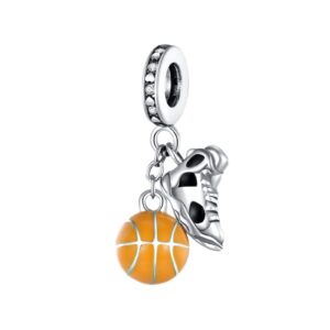 amuefer charms for bracelets basketbal & shoes 925 sterling silver dangle charm for necklaces gifts for women girls