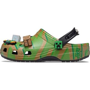 crocs unisex classic minecraft clogs, multi green, numeric_6 us men