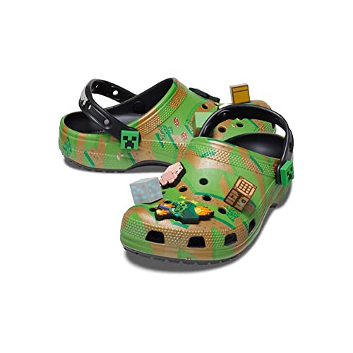 Crocs Unisex Classic Minecraft Clogs, Multi Green, Numeric_6 US Men