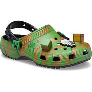 Crocs Unisex Classic Minecraft Clogs, Multi Green, Numeric_6 US Men