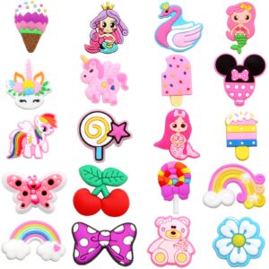 20pcs lovely shoe charms for croc slipper, pvc charms for kids girls womens clog shoes decorations charms summer birthday gift