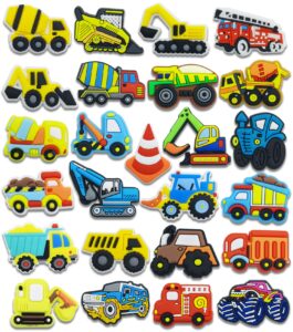 25pcs truck shoe charms for croc bubble slides clogs sandals, engineering vehicle shoe accessories decorations for girls women teens adults