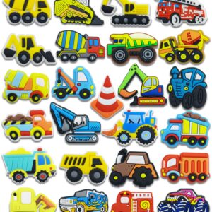 25PCS Truck Shoe Charms for Croc Bubble Slides Clogs Sandals, Engineering Vehicle Shoe Accessories Decorations for Girls Women Teens Adults