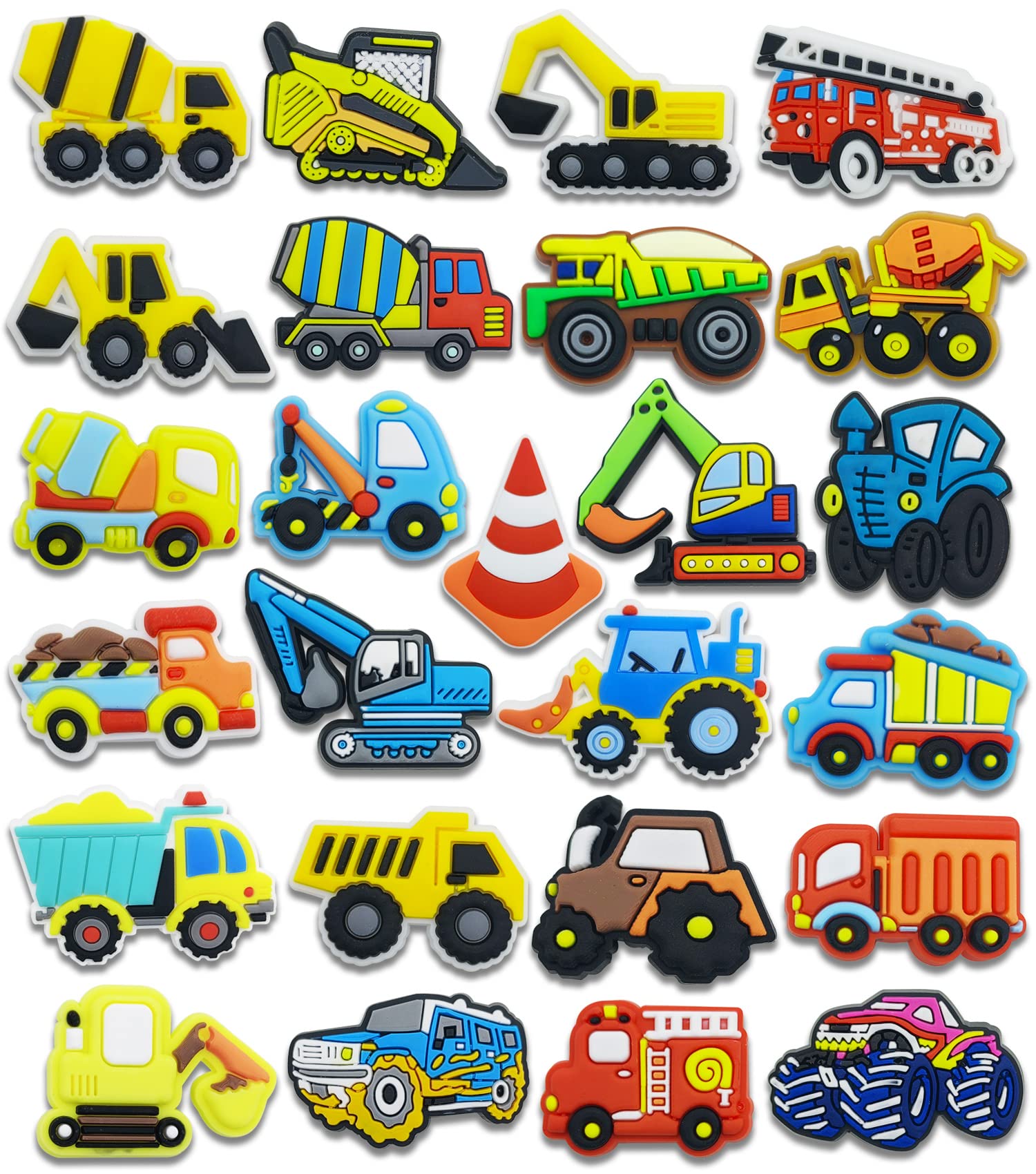 25PCS Truck Shoe Charms for Croc Bubble Slides Clogs Sandals, Engineering Vehicle Shoe Accessories Decorations for Girls Women Teens Adults