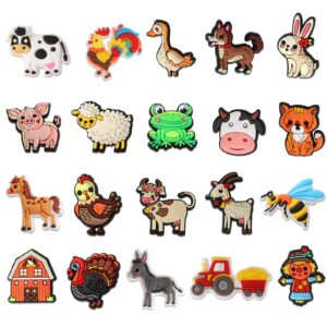 mortd farm animals shoe decoration charms, 20pcs cow dog hen sheep pig shoe charms fit for shoe wristband sandals decor, pvc shoe charm accessories for party favors birthday gifts