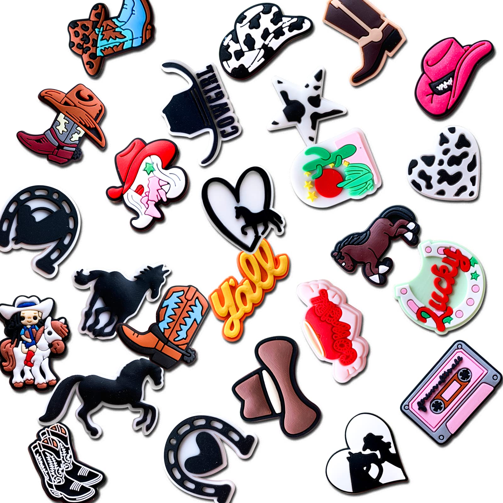 Wlyosvje 25 40PCS Cowgirl Shoe Charms Decoration for Clog Sandals, Western Charms Accessories (25)