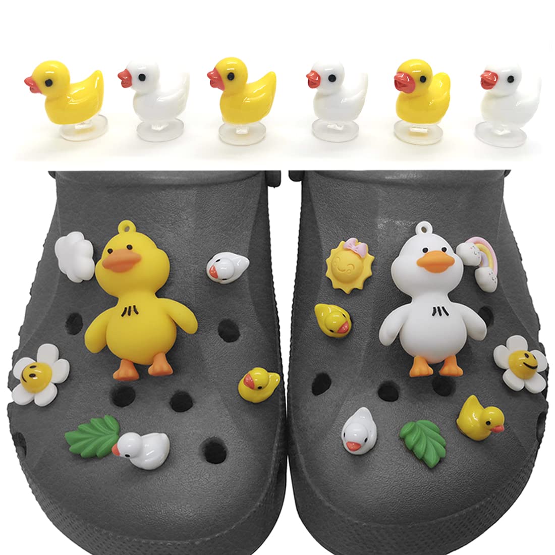 Cute 3D Duck Shoe Decoration Charms for Shoes with Holes, Funny Croc Charms, Hole Shoe Charms, Shoe Accessories for Boys and Girls