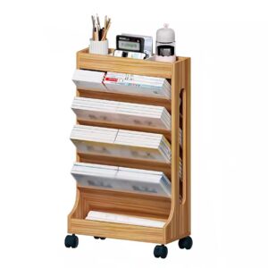 rolling storage cart organizer wooden utility rolling cart 6 tier movable bookshelf cart desk side cart for office dorm classroom,walnut