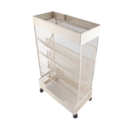 6 Tier Metal Movable Bookshelf, Large Capacity Metal Rolling Bookshelf Cart with Wheels, Rolling Organization Shelf Practical Rolling Utility Cart for Office Classroom