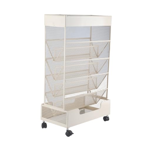 6 Tier Metal Movable Bookshelf, Large Capacity Metal Rolling Bookshelf Cart with Wheels, Rolling Organization Shelf Practical Rolling Utility Cart for Office Classroom