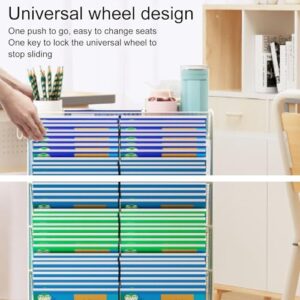 6 Tier Metal Movable Bookshelf, Large Capacity Metal Rolling Bookshelf Cart with Wheels, Rolling Organization Shelf Practical Rolling Utility Cart for Office Classroom