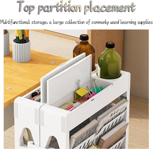 Mobile Shelf Cart, Mobile Shelf Organizer, 6 Tier Desk Organizer, Rolling File Organizer with Casters, Storage,Green