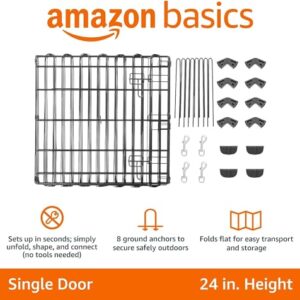 Amazon Basics - Octagonal Foldable Metal Exercise Pet Play Pen for Dogs, Fence Pen, Single Door, Extra Small, 60 x 60 x 24 Inches, Black