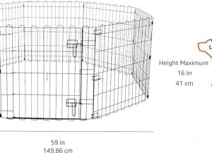 Amazon Basics - Octagonal Foldable Metal Exercise Pet Play Pen for Dogs, Fence Pen, Single Door, Extra Small, 60 x 60 x 24 Inches, Black