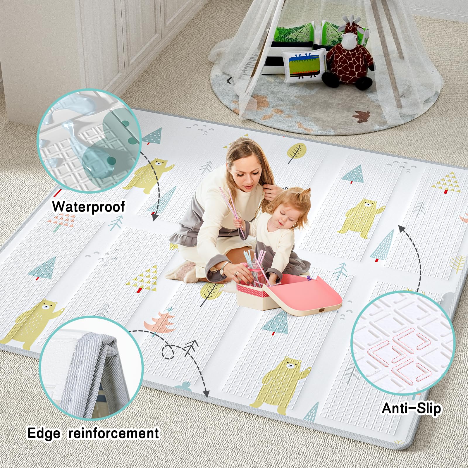 UANLAUO Baby Playpen with Mat, 59x71inch Playpen for Babies and Toddlers, Large Baby Playpen,Kids Play Pen,Baby Fence,Big Playpen for Infants with Gate,Playard for Baby