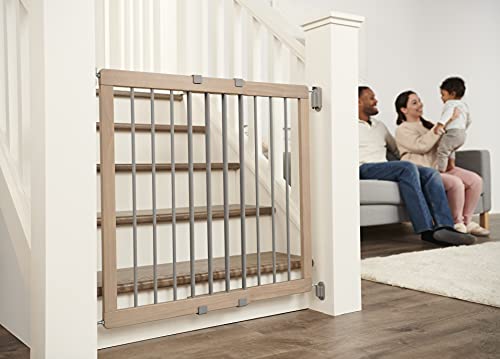 Regalo Heritage and Home Wooden Extra Wide Stairway and Hallway Walk Through Baby Safety Gate with Mounting Kit