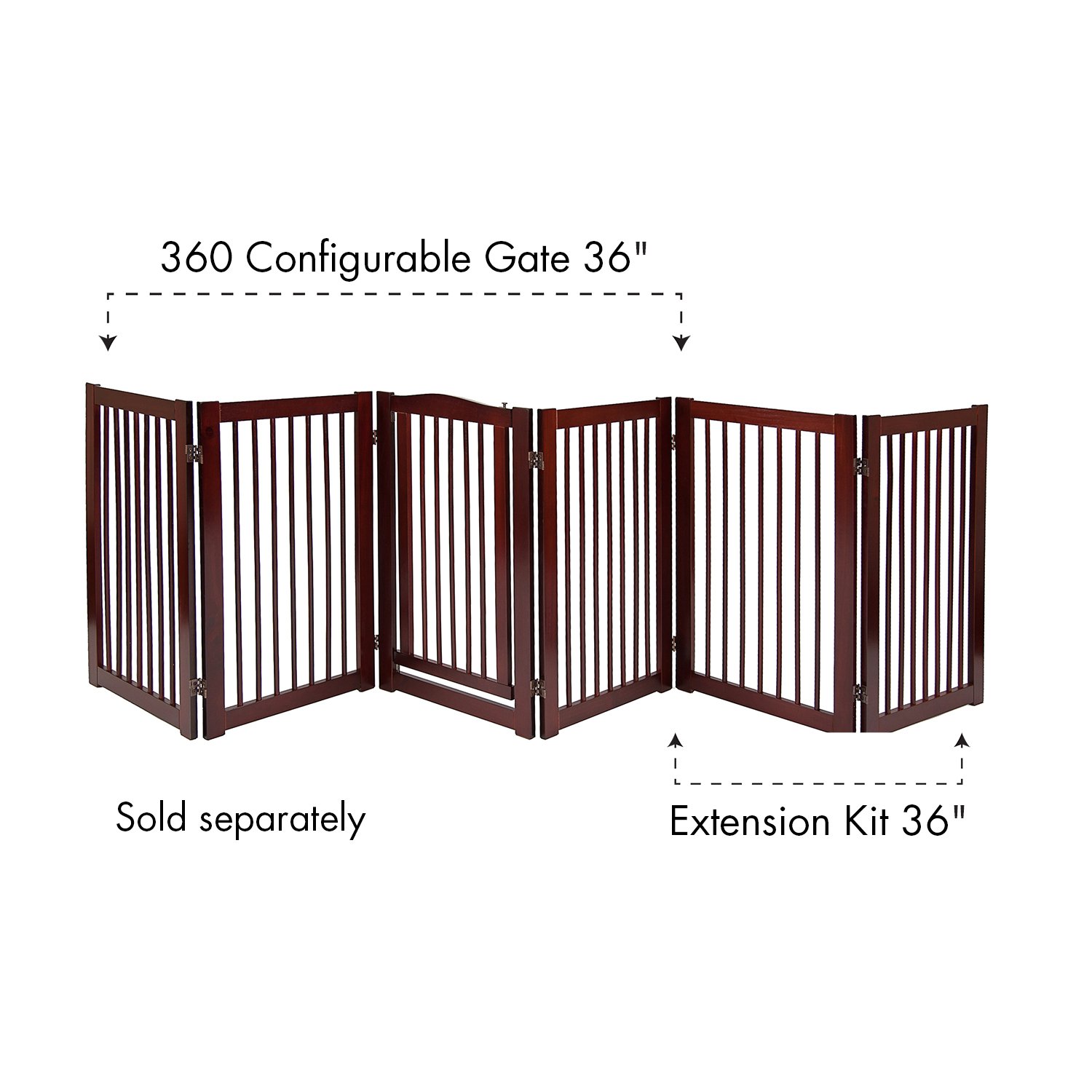 Primetime Petz 33239-E8 Extension Kit for 360 Configurable Walk Through Folding Pet Gate ,Walnut,36"