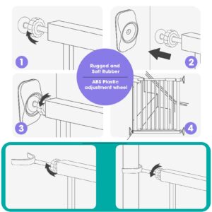 4PCS Baby Gate Wall Protector Wall Cups + 4PCS 8MM Baby Gate Threaded Spindle Rod + 2PCS Baby Gate Banister Adapter Y-Spindle Rods, for Pressure Mounted Baby & Pet Safety Stair Gates