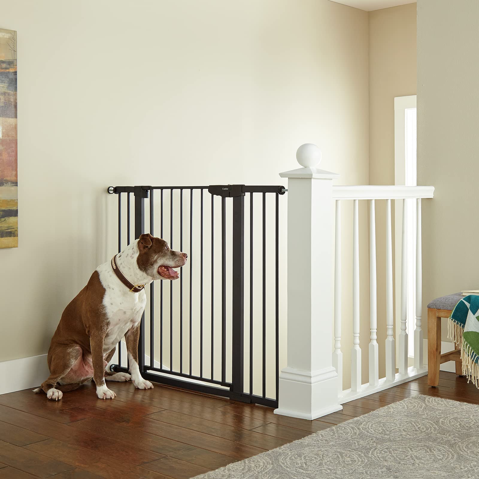 Cumbor 36" Extra Tall Baby Gate for Dogs and Kids with Wide 2-Way Door, 29.7"- 46" Width, and Auto Close Personal Safety for Babies and Pets, Fits Doorways, Stairs, and Entryways, Black