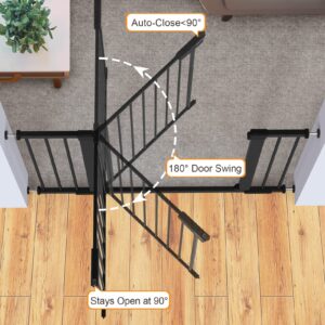 Cumbor 36" Extra Tall Baby Gate for Dogs and Kids with Wide 2-Way Door, 29.7"- 46" Width, and Auto Close Personal Safety for Babies and Pets, Fits Doorways, Stairs, and Entryways, Black