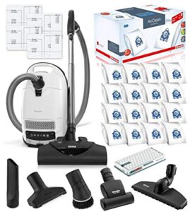 miele complete c3 cat and dog canister hepa canister vacuum cleaner with seb228 powerhead bundle - includes miele performance pack 16 type gn airclean genuine filterbags + genuine ah50 hepa filter