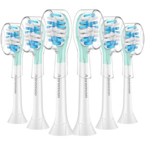 aoremon replacement toothbrush heads for philips sonicare c3 premium plaque control hx9044/65 g3 premium gum care hx9054/65, 6 brush heads, white