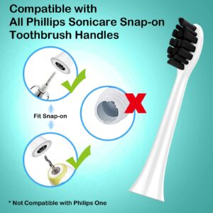 Toothbrush Replacement Heads for Philips Sonicare : Charcoal Toothbrush Heads Compatible with C1-C2-C3 Electric Brush Head（Click-on/Snap-on）