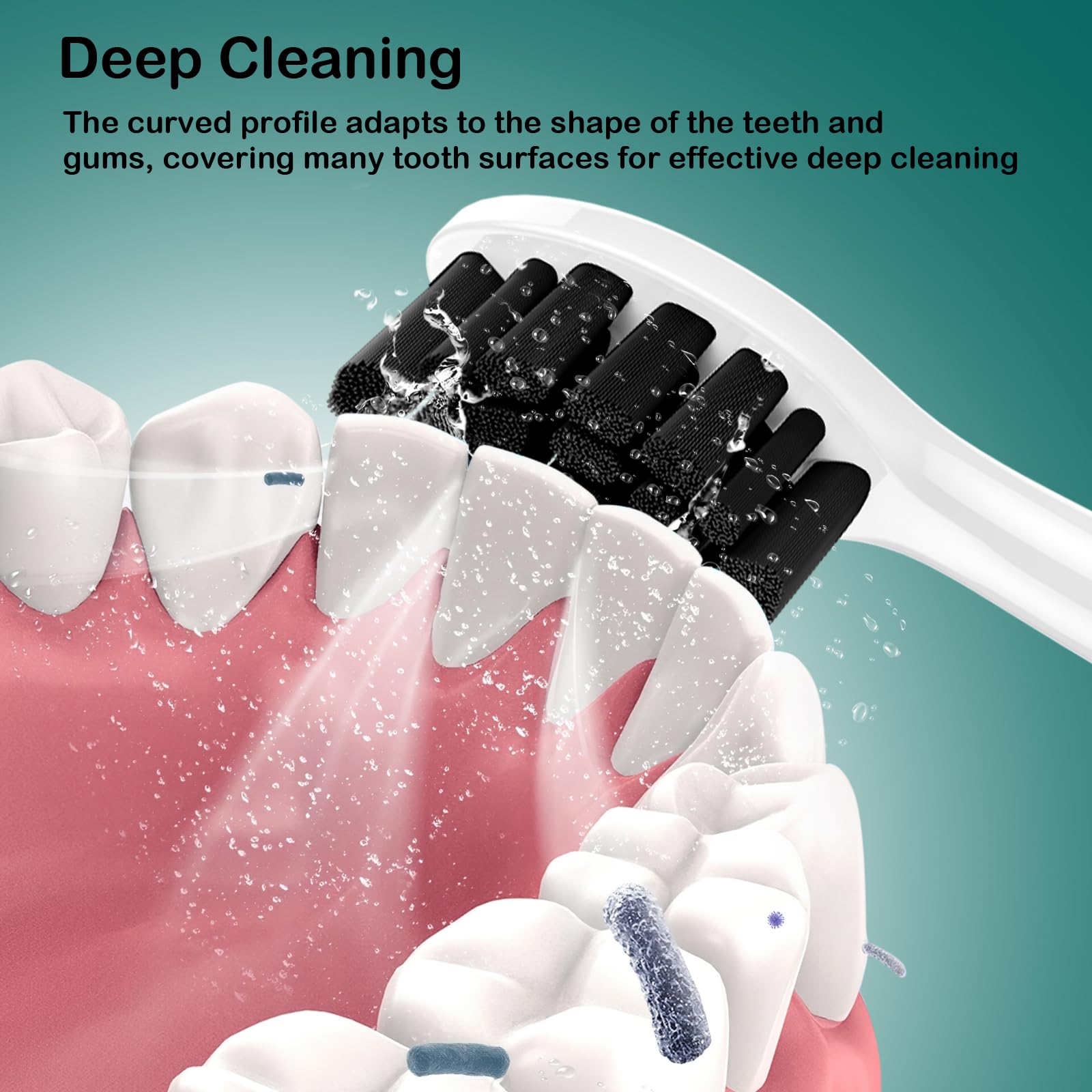 Toothbrush Replacement Heads for Philips Sonicare : Charcoal Toothbrush Heads Compatible with C1-C2-C3 Electric Brush Head（Click-on/Snap-on）