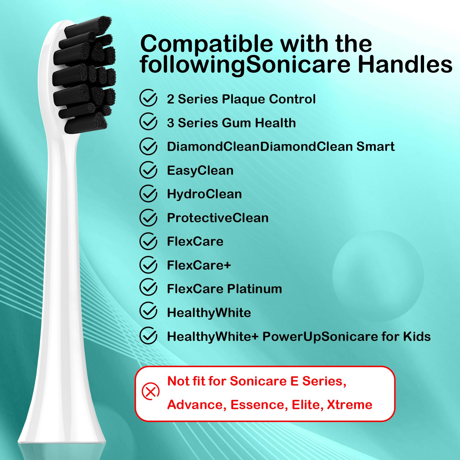 Toothbrush Replacement Heads for Philips Sonicare : Charcoal Toothbrush Heads Compatible with C1-C2-C3 Electric Brush Head（Click-on/Snap-on）